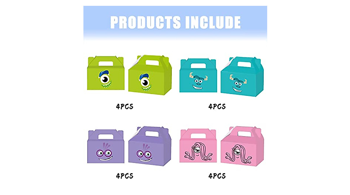 Monster Inc Treat Boxes Set – 16 Themed Candy & Favor Boxes