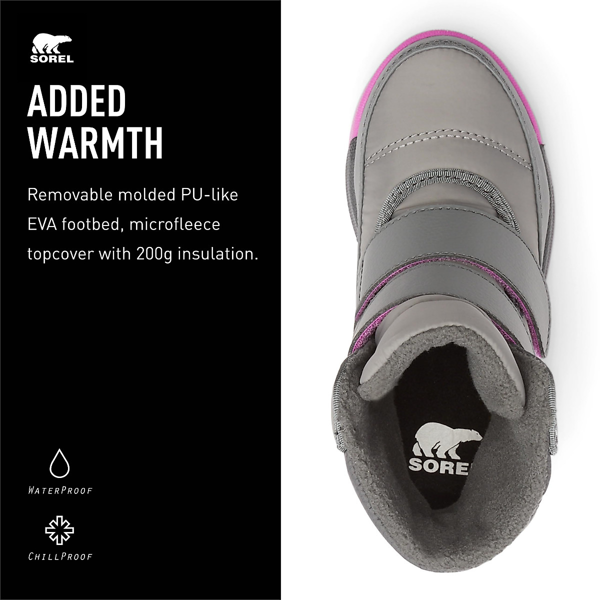 Sorel Youth Unisex Little Children's Whitney II Strap Waterproof Boots - Quarry, Grill - Size 6