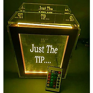 Custom Tip Box Raffle Fund Raiser Donation Wedding Storage Tips Jar Personalized Free Engraved LED Lights Up 16 Color Changing Free Standing 7"W x 8.5"H Acrylic Large Container