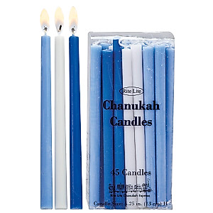 Rite Lite Deluxe Chanukah Candles - Assorted Blue, Light Blue & White 45 Hanukkah Menorah Candles