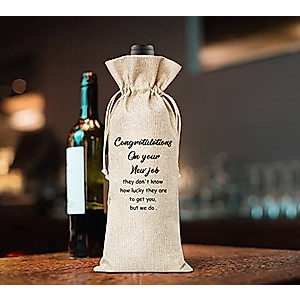 Congration Gift, Congratulations On Your New Job, Gift For Her, Gift For Him, Cotton Linen Wine Bag - 1 Pack （WINEDAI-066）