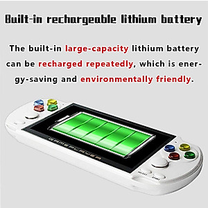 CZT 5.1-inch multi-function video game console color crystal buttons built-in 9600 games MP3MP4 lithium battery game archive AV OUT DV/DC hand-held gaming device (White)