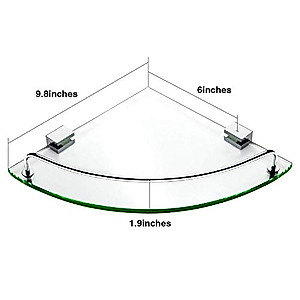 Vdomus Bathroom Tempered Glass Shelf with Towel Bar Wall Mounted, Brushed Silver Finish (2 Tier + 1 Tier)