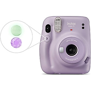 Fujifilm Instax Mini 11 Camera with 2X Fuji Instant Film Twin Pack - Fujifilm Instax Mini Rainbow Film Total 50 Shoot+ Case, Album, Stickers, Accessories (Lilac Purple)