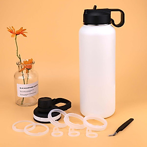 Palksky 9pcs Silicone Water Bottle Gasket Replacement for Thermoflask 24oz/32oz/40oz/64oz Insulated Stainless Steel Water Bottle Lid with Tweezers for Water Bottle Straw Lid, Chug Lid & Chug Spout