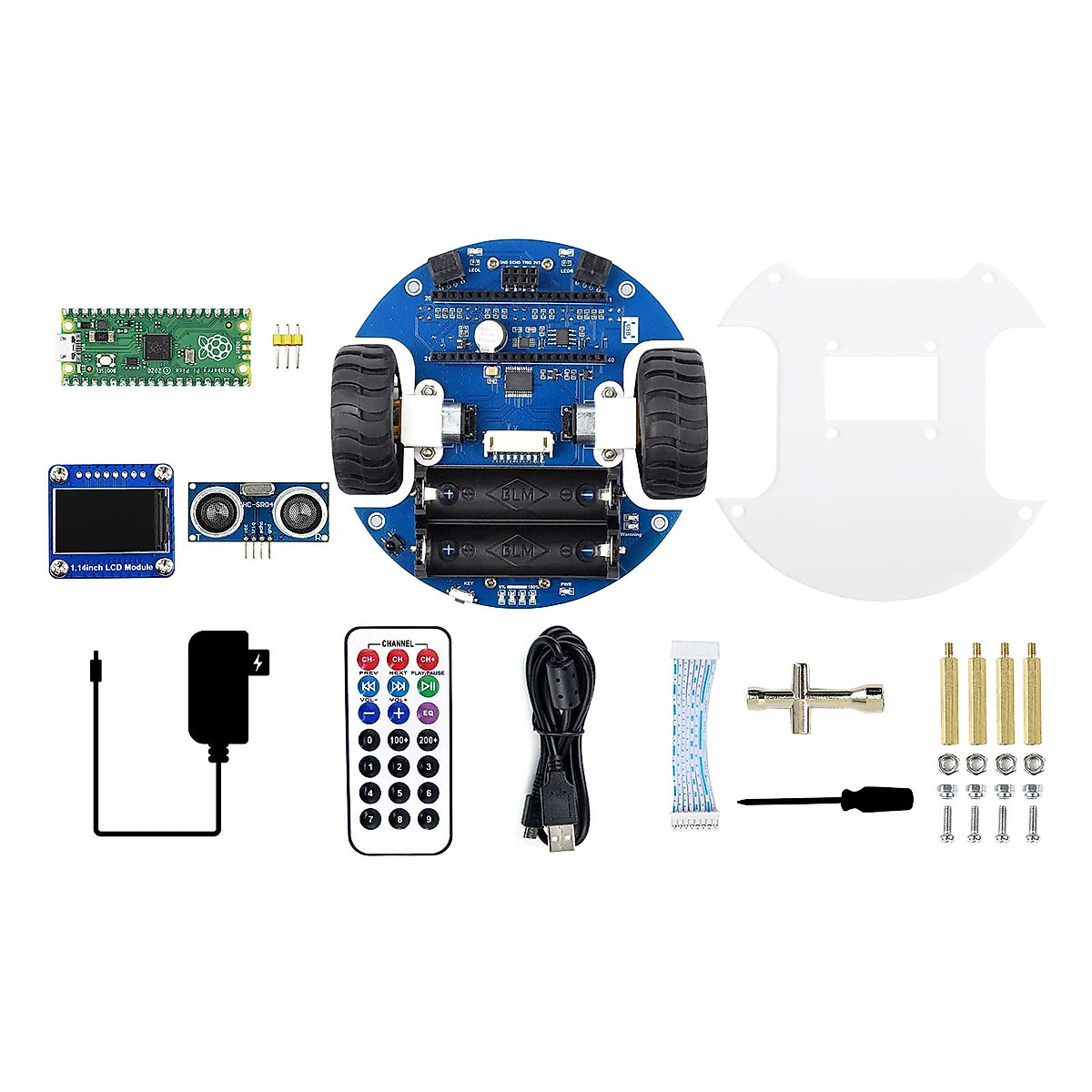Waveshare PicoGo Mobile Robot Compatible with Raspberry Pi Pico Self Driving Remote Control Includes Raspberry Pi Pico (pre-soldered Header) Unassembled
