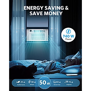 Joy Pebble 8000 BTU Window Air Conditioner, Window Air Conditioner for Room Cools Up to 350sq.ft, Window AC Unit with Cooling, Dehumidifier and 3 Fan Speed, 24-Hour Timer & ECO Mode