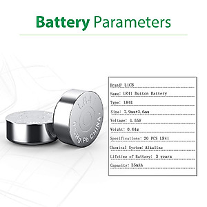 LiCB 20 Pack LR41 AG3 392 384 192 Battery 1.5V Button Coin Cell Batteries
