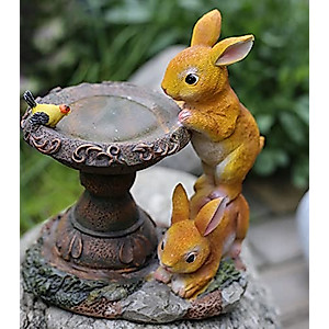 SDBRKYH Rabbit Model Decoration, Animal Solar Light Creative Garden Outdoor Night Light Resin Painted Craft Garden Landscaping Home Decoration