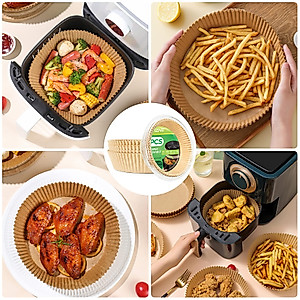 Air Fryer Paper Liners Disposable: 100PCS Round Airfryer Oven Insert Parchment Sheets Grease and Water Proof Non Stick Basket Liners for Baking Cooking from ctizne