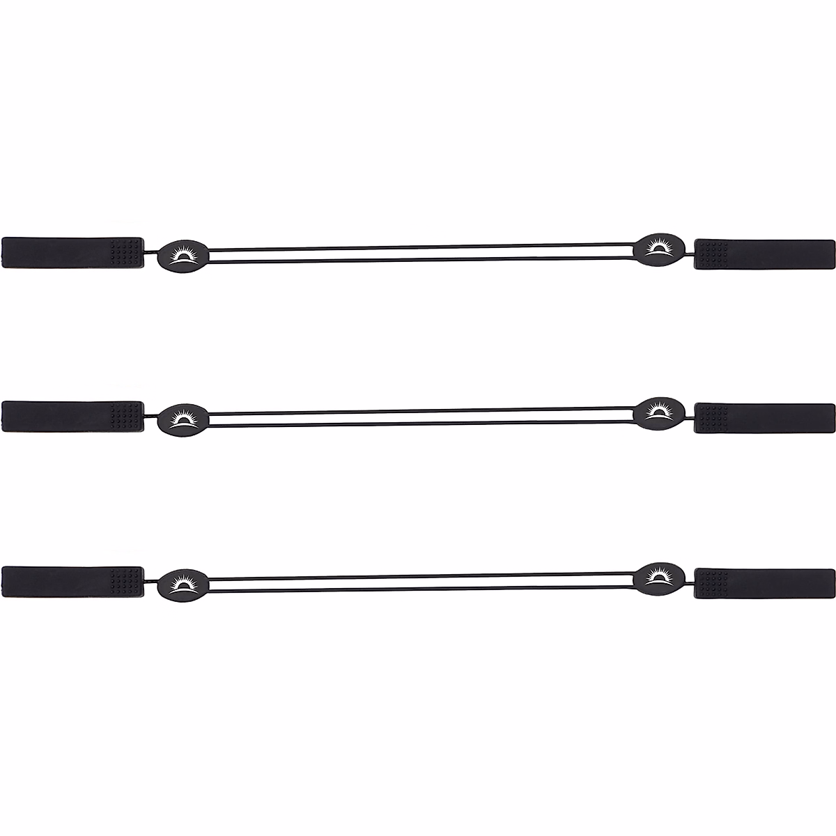 Eyeglasses Strap (3 Pack Sun Style) - No Tail Adjustable Sunglass Strap - Eyewear String Holder - With Bonus Glasses Cleaning Cloth - 3 Pack
