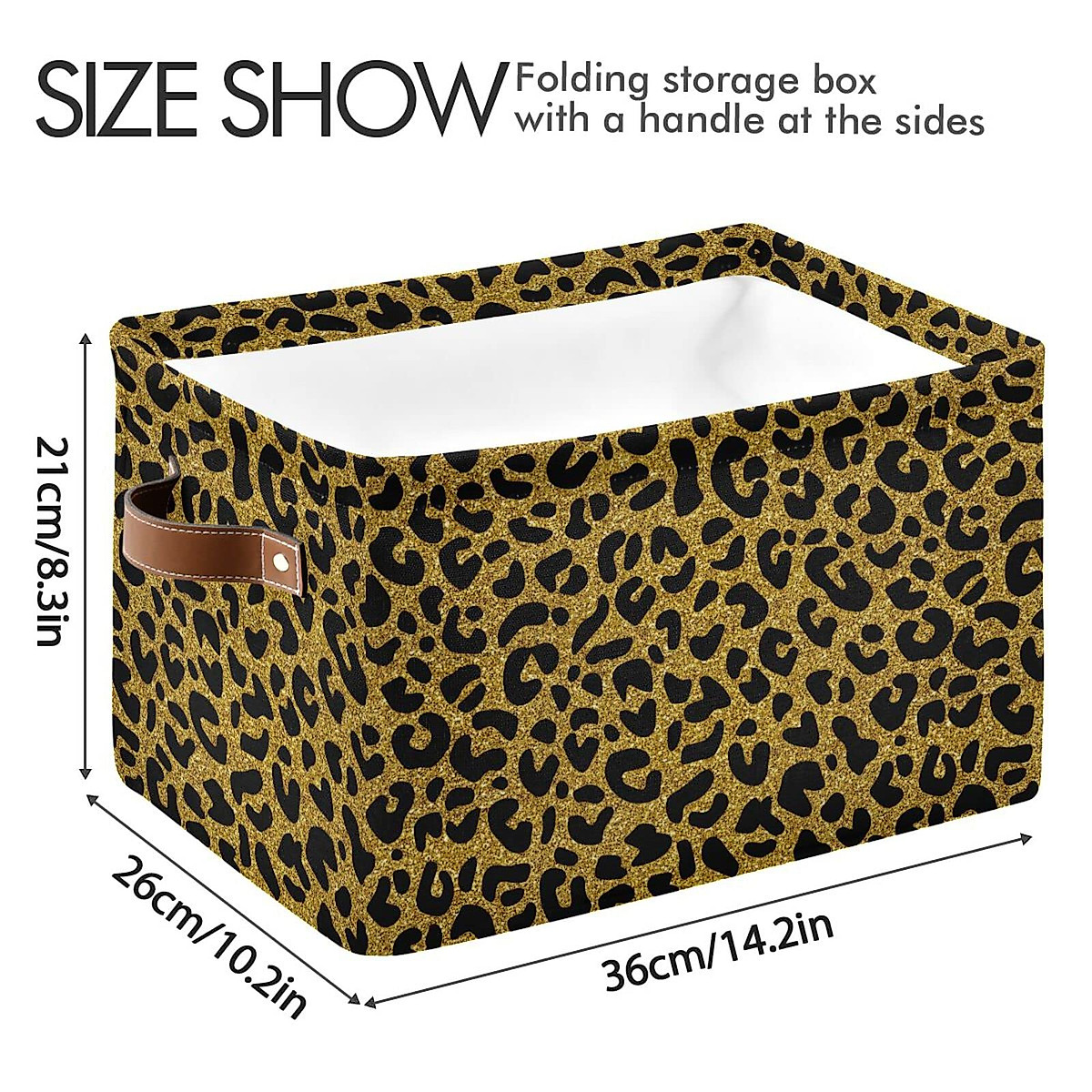 ALAZA Golden Leopard Print Cheetah Foldable Storage Box Storage Basket Organizer Bins with Handles for Shelf Closet Living Room Bedroom Home Office 1 Pack