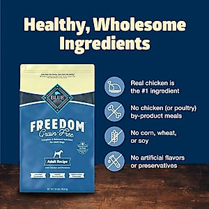 Blue Buffalo Freedom Grain-Free Dry Dog Food, Complete & Balanced Nutrition for Adult Dogs, Made in the USA With Natural Ingredients, Chicken & Potatoes, 11-lb Bag