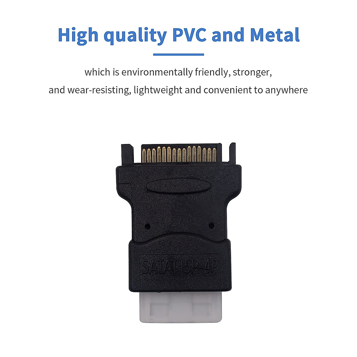 Duttek SATA Male to molex Female Adapter, SATA to LP4, molex to SATA Power Adapter,15Pin SATA Male to 4 Pin IDE Female Adapter Connector Apply to Connector for Hard Drives (2 Packs)