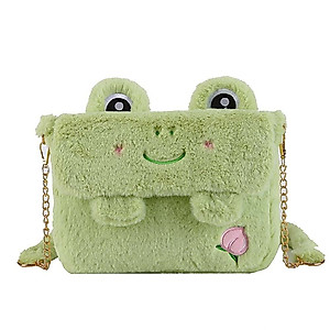 Plush Animal Handbag Crossbody Bag, Cute Lolita Plush Purse, Funny Birthday Gift for Women Girl(green)