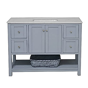 Lakeshore 48-inch Bathroom Vanity (Engineered Carrara/Powder Blue): Includes Powder Blue Cabinet with Engineered Carrara Countertop and White Ceramic Sink