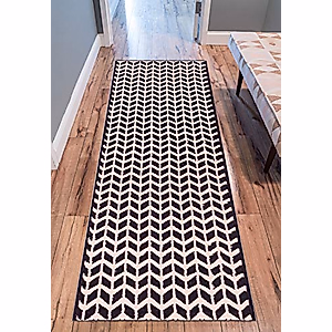 Well Woven Chevron Black 2' x 7'2" Runner Rug Carpet