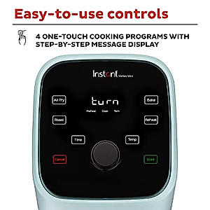 Instant 4-in-1, 2-QT Mini Air Fryer Oven Combo, From the Makers of Instant with Customizable Smart Cooking Programs, Nonstick and Dishwasher-Safe Basket, App with over 100 Recipes, Aqua