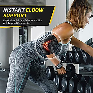 CAMBIVO Elbow Brace for Tendonitis and Tennis Elbow with Gel Pad and Dual Stabilizers, 2 Pack Arm Sleeves for Women & Men, Elbow Compression Sleeve for Golfer's Elbow, Weightlifting