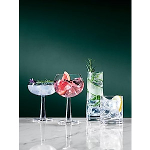 LSA Gin Highball Glasses in Clear with Subtly Flared Base - Durable Mouth Blown Glass - 13 oz Drinkware - Pack of 2