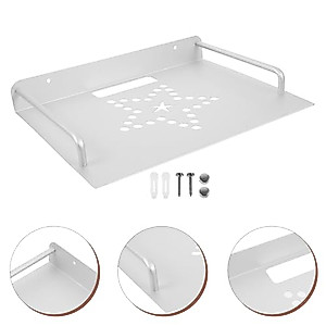Zerodeko Box Metal Router Stand Wall Mount Shelf Wifi Router Holder Tv Remote Holder Projector Holder Router Wall Shelf Wifi Router Tray Wall Mount Router Small Wall Shelf Tv Stand White