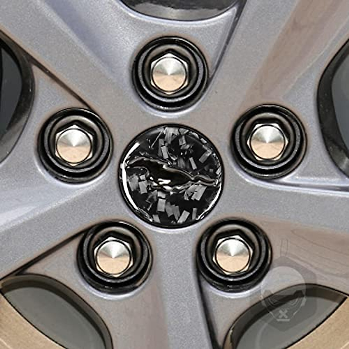 SUUPAR for Ford Mustang Mach E 2021 2022 Forged Carbon Fiber Trim Cover for Mustang Mach E Accessories (Hub Logo)