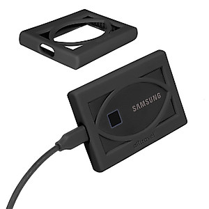 Alltravel External Solid State Drive Bumper Sleeve for Samsung T7,T7 Touch Portable SSD - 1TB, 2TB, 500GB - USB 3.2 External Solid State Drives, Super Strong Bumper Anti Shock, Shake and Drop (Black)