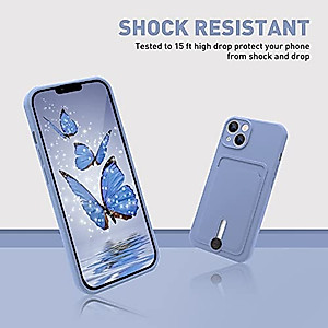 Naiadiy Silicone Wallet Case with Card Holder (for iPhone 13 6.1 Inch 2021) - Upgrade/Purple