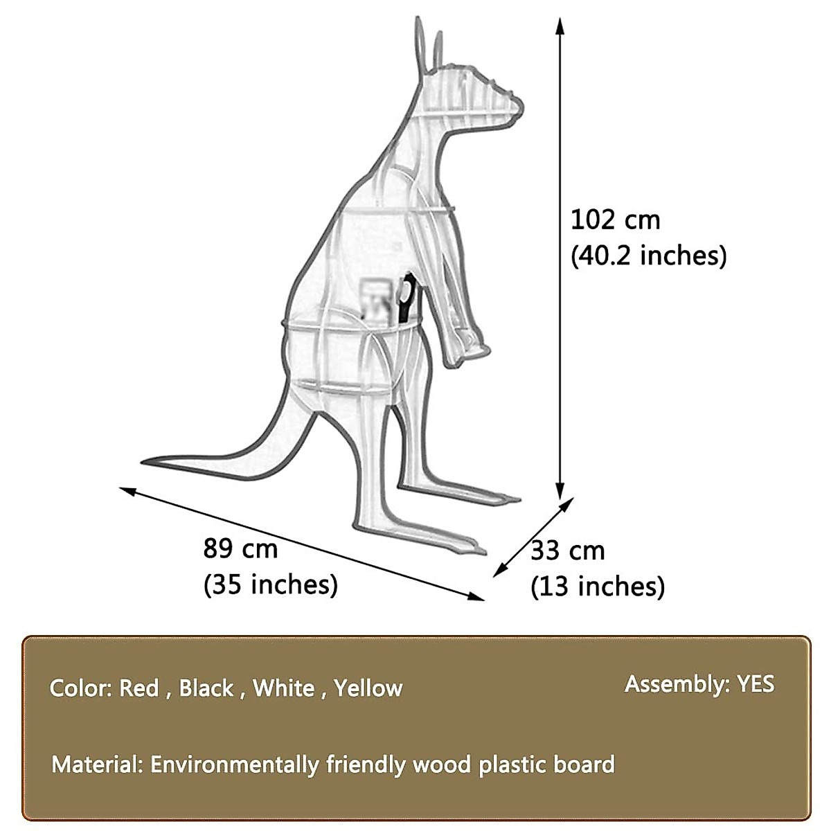 Bookshelf for Bedroom Creative Kangaroo Shape Book Rack, Library Floor-to-Ceiling Decoration Picture Book Storage Rack, Event Celebration Display Stand, Easy to Install