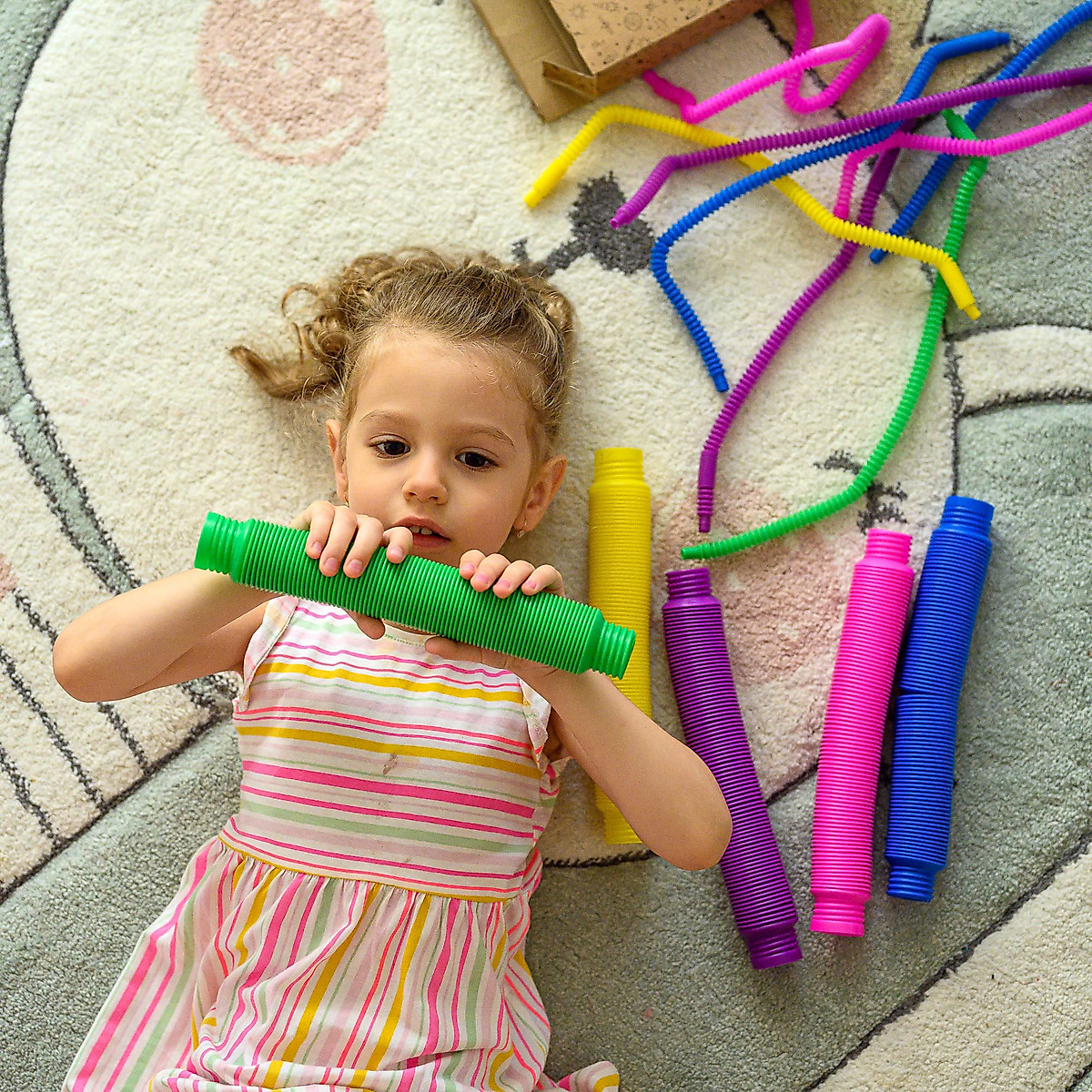 NUTTY TOYS Jumbo XXL Pop Tubes - Sensory Toys - Fine Motor Skills Learning for Toddlers, Top ADHD & Autism Fidget 2025 for Kids, Best Preschool Gifts Idea, Unique Boy & Girl Valentines Day Present