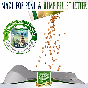 Small Pet Select - Pine Pellet Cat Litter Box, with 5 Pee Pads and Litter Scoop, Premium System for Cats and Other Small Animals, Tidy and Easy to Clean with Drawer, Scoop, and Removable Tray