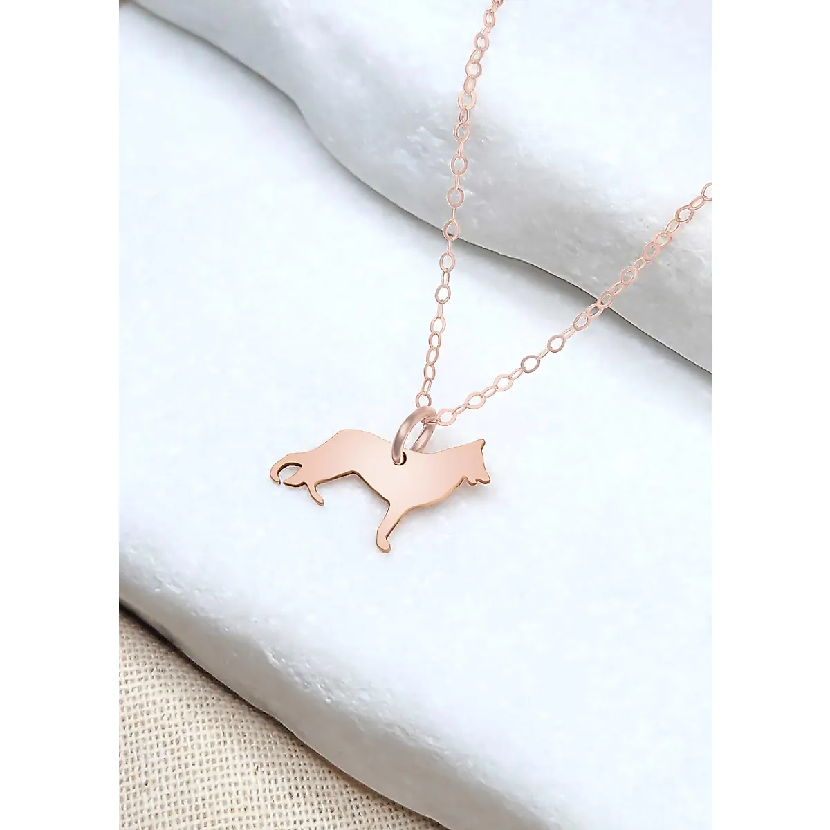 Sterling Silver 14k Gold/Rose Gold Necklace, Rottweiler, Great Dane, Pitbull, Border Collie, German Shepherd, Australian Shepherd, Doberman, Cocker Spaniel, Sterling Silver, No Gemstone