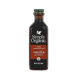Simply Organic Pure Madagascar Vanilla Extract, 4-Ounce Glass Jar, Certified Organic, Sugar-Free Flavor For Smoothies (Pack of 1)