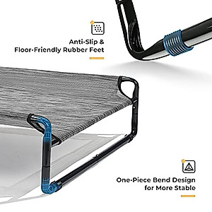 Veehoo Original Cooling Elevated Dog Bed, Outdoor Raised Dog Cots Bed for Large Dogs, Chew Proof Standing Pet Bed with Washable Breathable Mesh, No-Slip Feet for Indoor Outdoor, Large, Black Silver