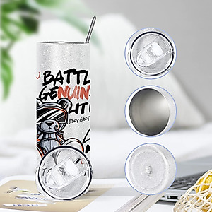 AGH 8 Pack Glitter Sublimation Tumblers - 20 oz Skinny Straight, White Double Wall Stainless Steel Insulated Cups with Straw, Straw Brush, Shrink Wrap, and Heat Resistant Tape.