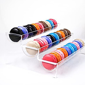 KVMORZE 8.7" Clear Cracker Serving Tray, Transparent Macaron Display Tray, Rectangular Cracker Holder for Serving Trays, Food Display Cracker Serving Tray Stand for Home (U Shape 3-Tier Acrylic)