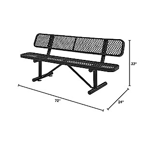 Global Industrial 72" L Expanded Metal Mesh Bench w/Back Rest, Black