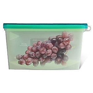 7Penn Silicone Food Storage Bag, 500mL - 1pk Washable 7.75 x 4in Green Reusable Food Bags for Sandwiches and Snacks