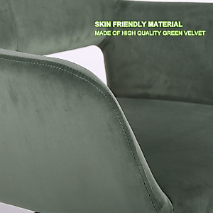 Geniqua Cactus Green Velvet Office Chair Swivel Task Chair Adjustable Mid Height Casters Rolling Computer Chair Modern for Home Office