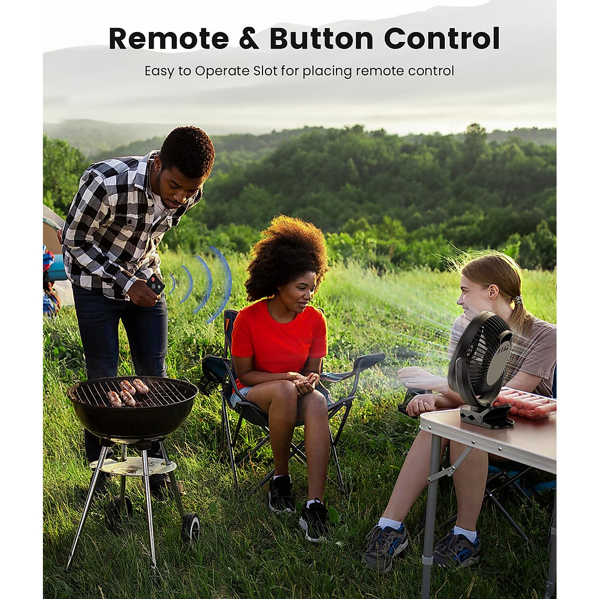 Korbot 8-inch Clip on Fan - 12000mAh Portable Fan Battery Rechargeable with 3 Speeds and Strong Airflow, USB Fan Small Desk Fan Personal Quiet Fan for Office Stroller Bedroom and Camping.