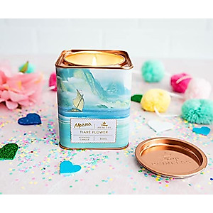 Ukonic Disney Princess Home Collection Moana 11-Ounce Scented Tea Tin Candle with Tiare Flower Aromatic Fragrance | 28-Hour Burn Time | Home Decor Housewarming Essentials, and Collectibles