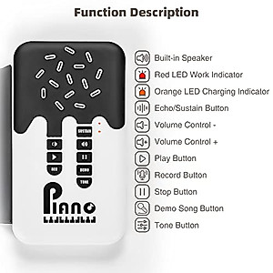 POGOLAB 49 Key Roll Up Keyboard Piano, Portable Digital Electric Foldable Piano Keyboard, Rechargeable, 8 Tones, 6 Educational Demo Songs, for Beginners Gift (Rainbow)