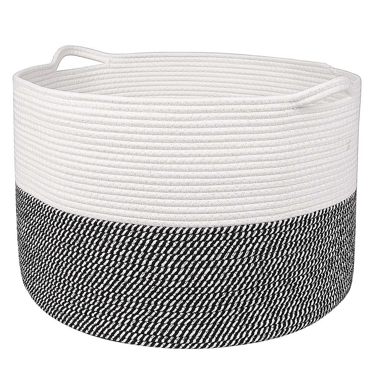 Laundry Baskets Woven Baskets for Storage Basket Wicker Blanket Basket Living Room Cotton Coiled Rope Hamper Nursery Storage for Kids Baby Dog Toy Extra Large 22" X 22" X 14", XXXL-Black