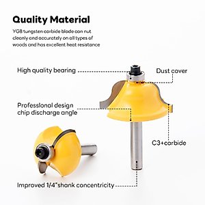 EilxMag 100 Pieces Router Bit Set, Router Bits 1/4 Inch Shank with Aluminum Storage Case Tungsten Carbide Router Bits Kit for Professional Woodworking