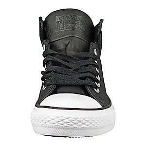 Converse Women and Men Street Leather High Top Sneaker, Black/Black/White, US 11W 9M