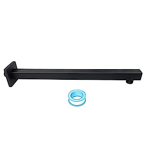 NearMoon 16 Inch Shower Arm, Rain Shower Head Extension Extender, With Flange and Teflon Tape, Made of Thicken Stainless Steel for Bathroom Rainfall Showerhead (Matte Black)