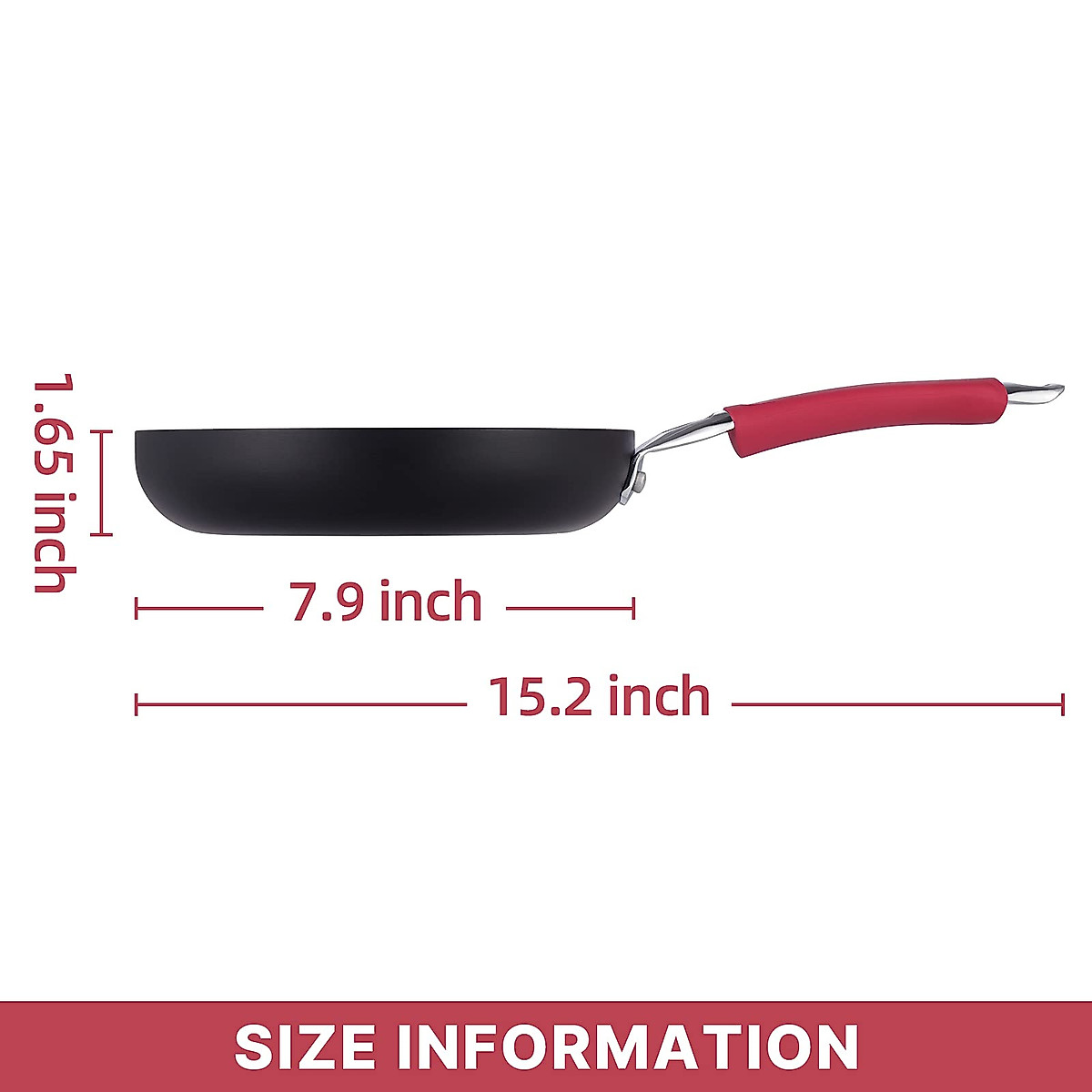 EPPMO Nonstick Fry Pan, Hard Anodized Open Small Skillet With Stay Cool Silicone Handle, 8 Inch