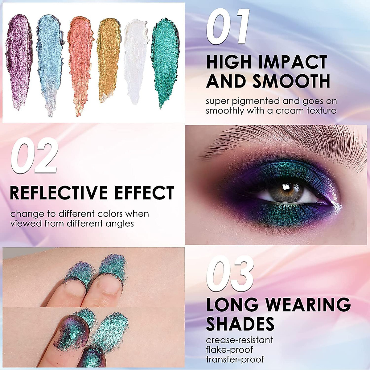 FOCALLURE Chameleon Cream Eyeshadow,Intense Color Shifting Creamy Eye Shadows,Highly Pigmented Metallic,Shimmer,Multi-Reflective Finishes,Butterflies