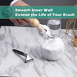 aisiming Marble Shaving Bowl for Shaving Soap & Cream, Shave Soap Cup Keep Warm Better, Produce Rich Foam Shaving Mug, Easy to Lather, Shaving Cup Gift for Men(White Grey)