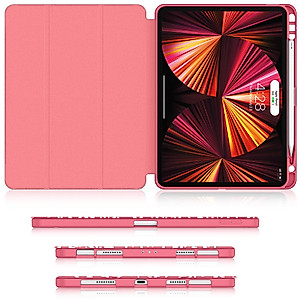 Soke New iPad Pro 11 Case (M2) 2022/2021/2020 with Pencil Holder - [Full Body Protection + Apple Pencil Charging + Auto Wake/Sleep], Soft TPU Back Cover for 2022 iPad Pro 11 inch(Book Watermelon)